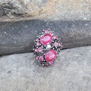 Jewelry | Stunning Big Pink Rhinestone Statement Ring Adjustable Nwot ...